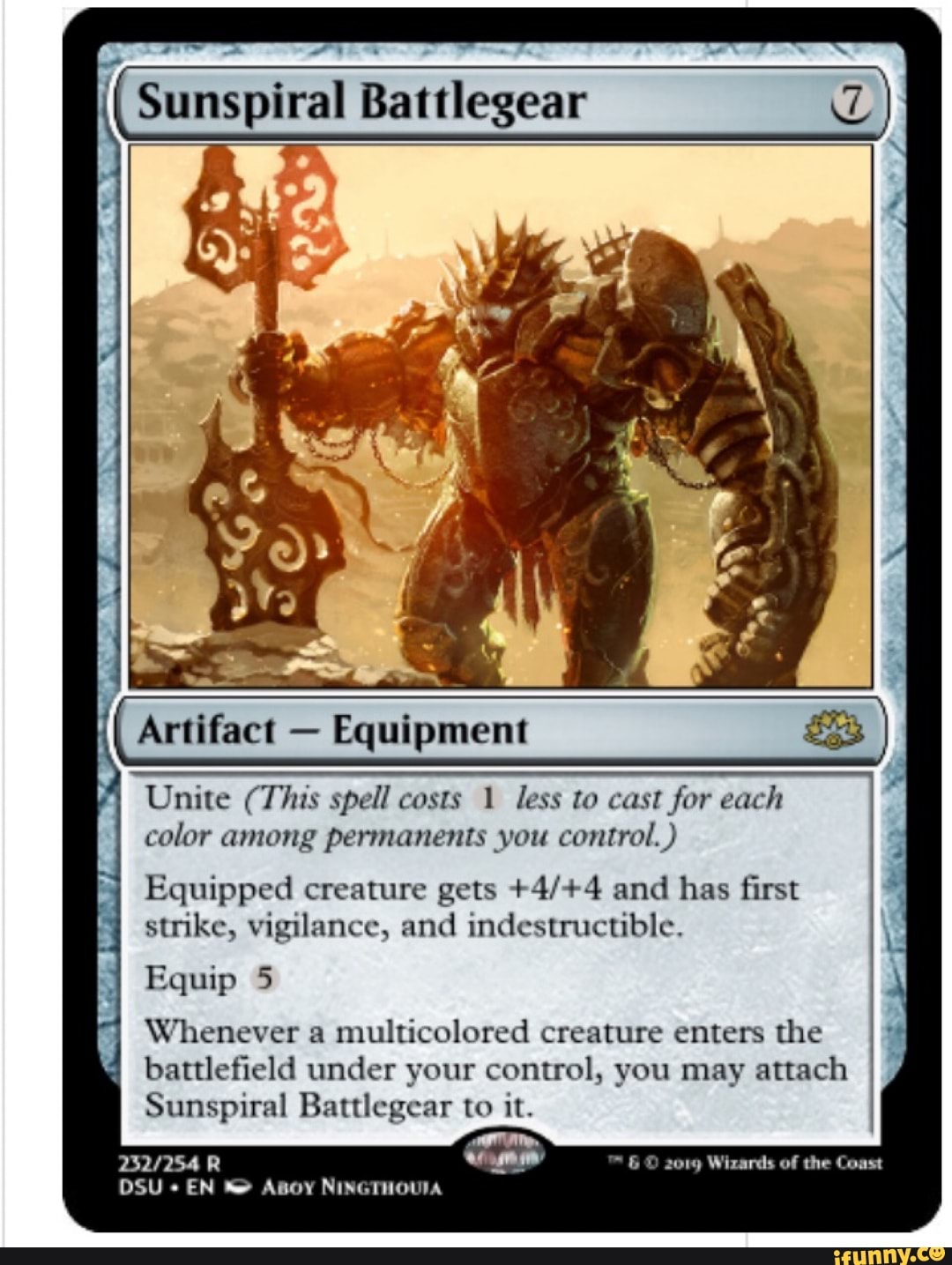 Sunspiral Battlegear Artifact Equipment Unite (This spell costs 1 less ...