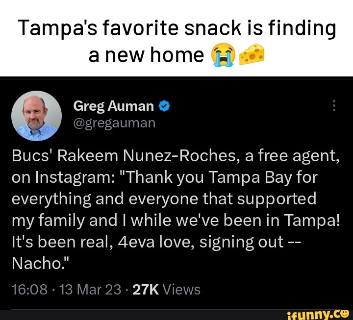 Tampa's favorite snack is finding anew home Greg Auman Bucs' Rakeem ...