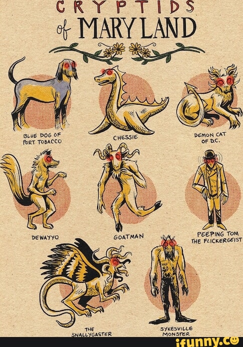 CRYPTIDS of MARY LAND DEMON CAT. oF BC. BLUE DOG OF fort TopAcco ...