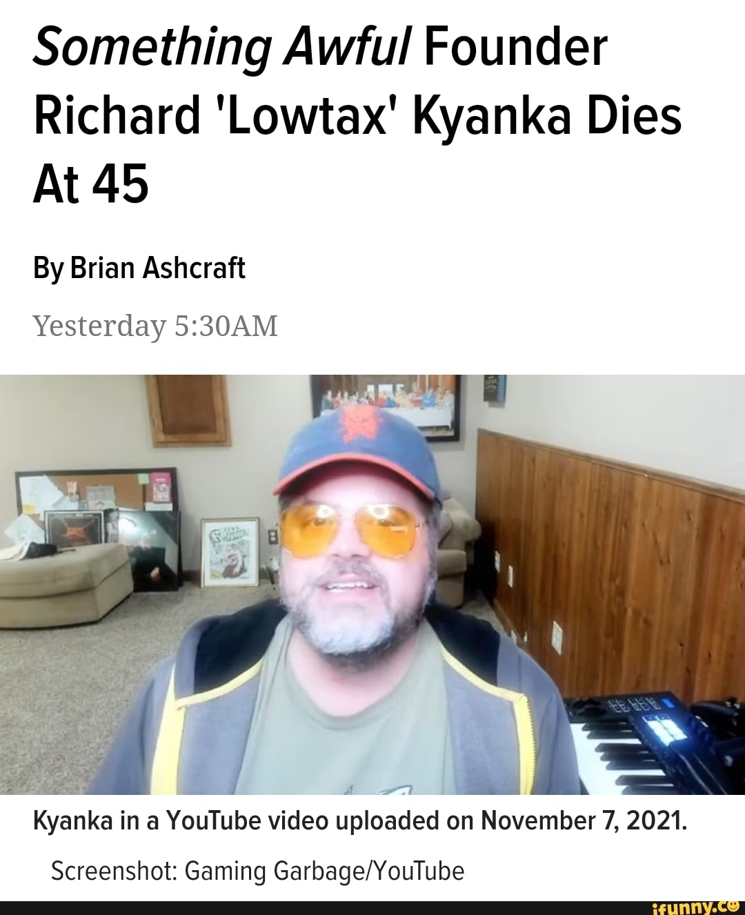 Something Awful Founder Richard 'Lowtax' Kyanka Dies At 45 By Brian ...