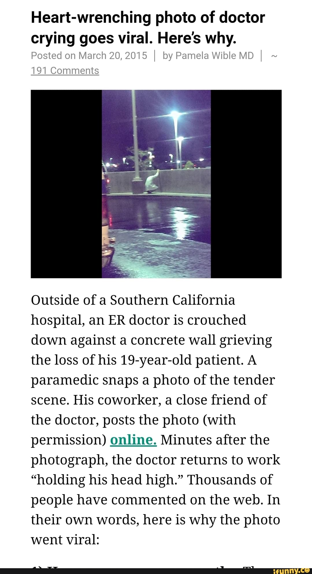 Heart-wrenching photo of doctor crying goes viral. Here's why. Posted ...