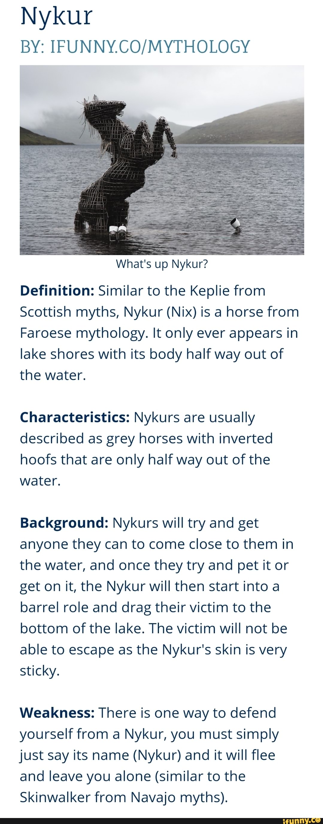 Nykur BY: IFUNNY.CO/MYTHOLOGY Definition: Similar to the Keplie from ...