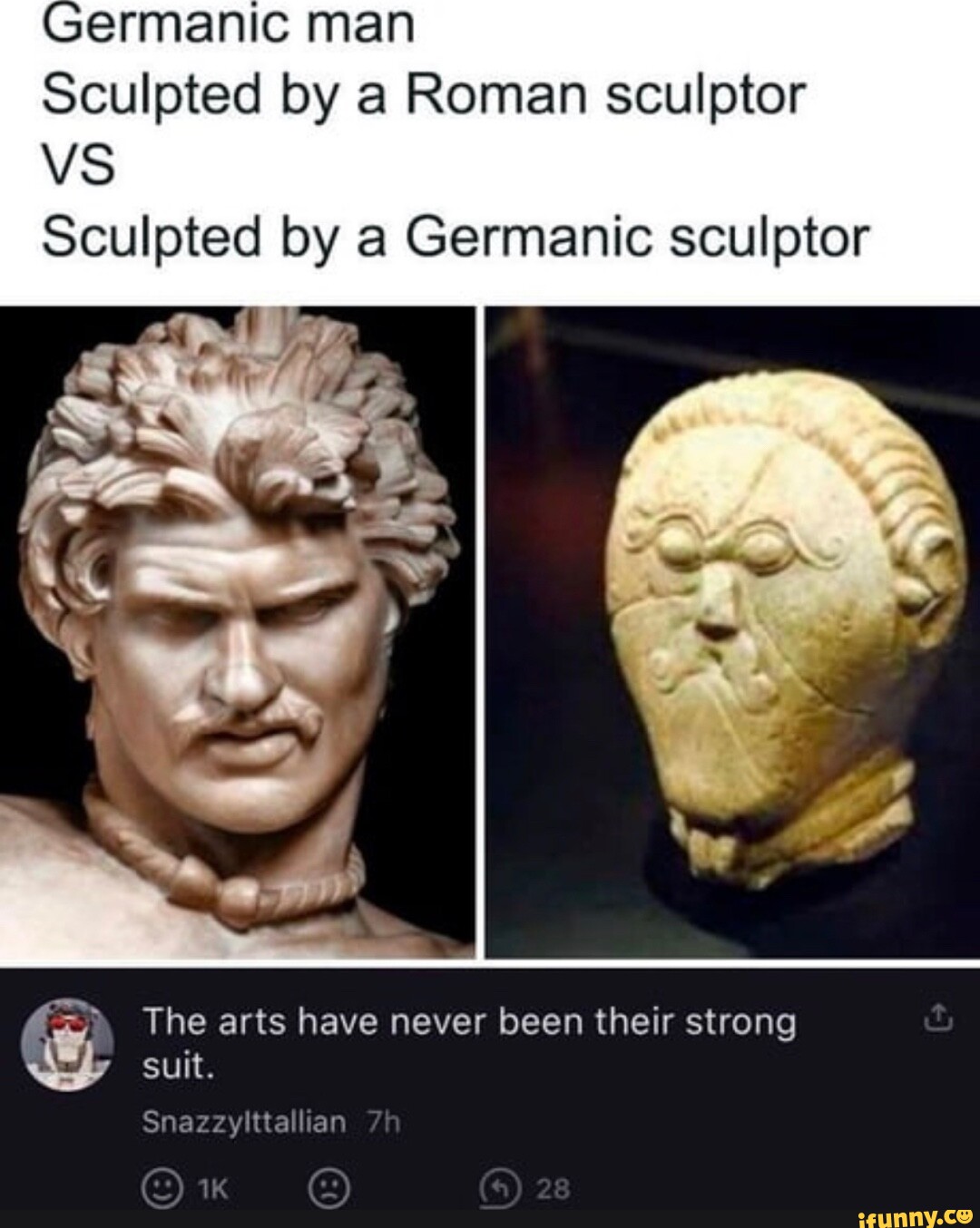 Germanic man SCulpted by a Roman sculptor VS Sculpted by a Germanic ...