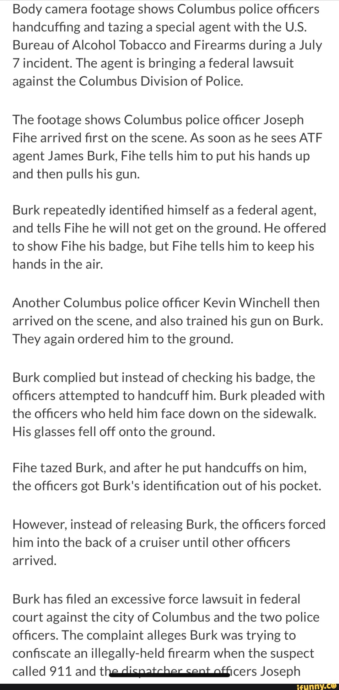 Body camera footage shows Columbus police officers handcuffing and ...