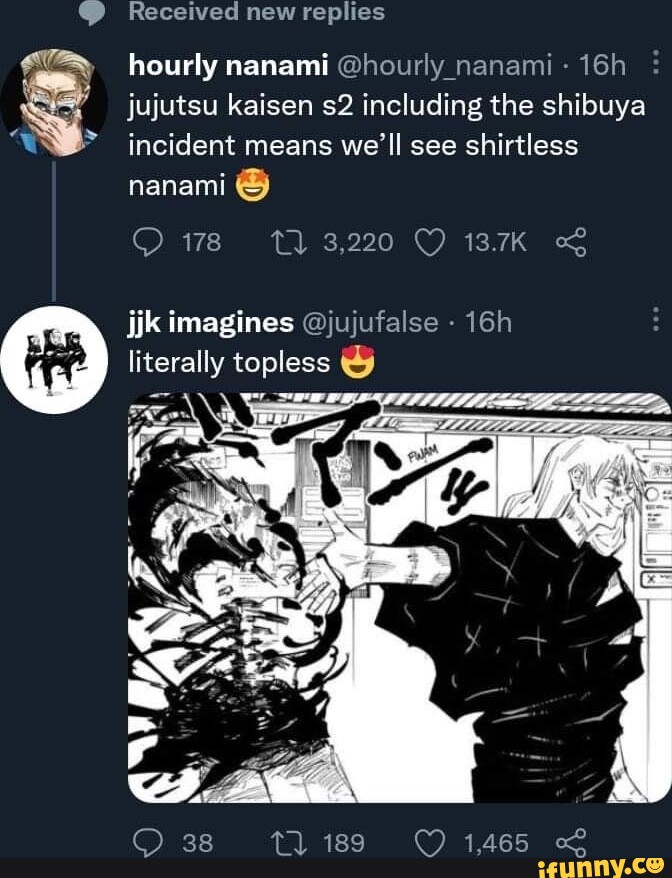 Received new replies nanami hourly nanami @hourly_nanami jujutsu kaisen ...