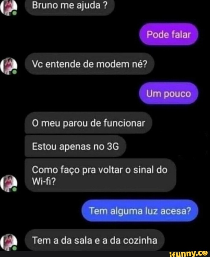 Bruno me ajuda ? Pode falar Vc entende de modem né? Um pouco O meu ...