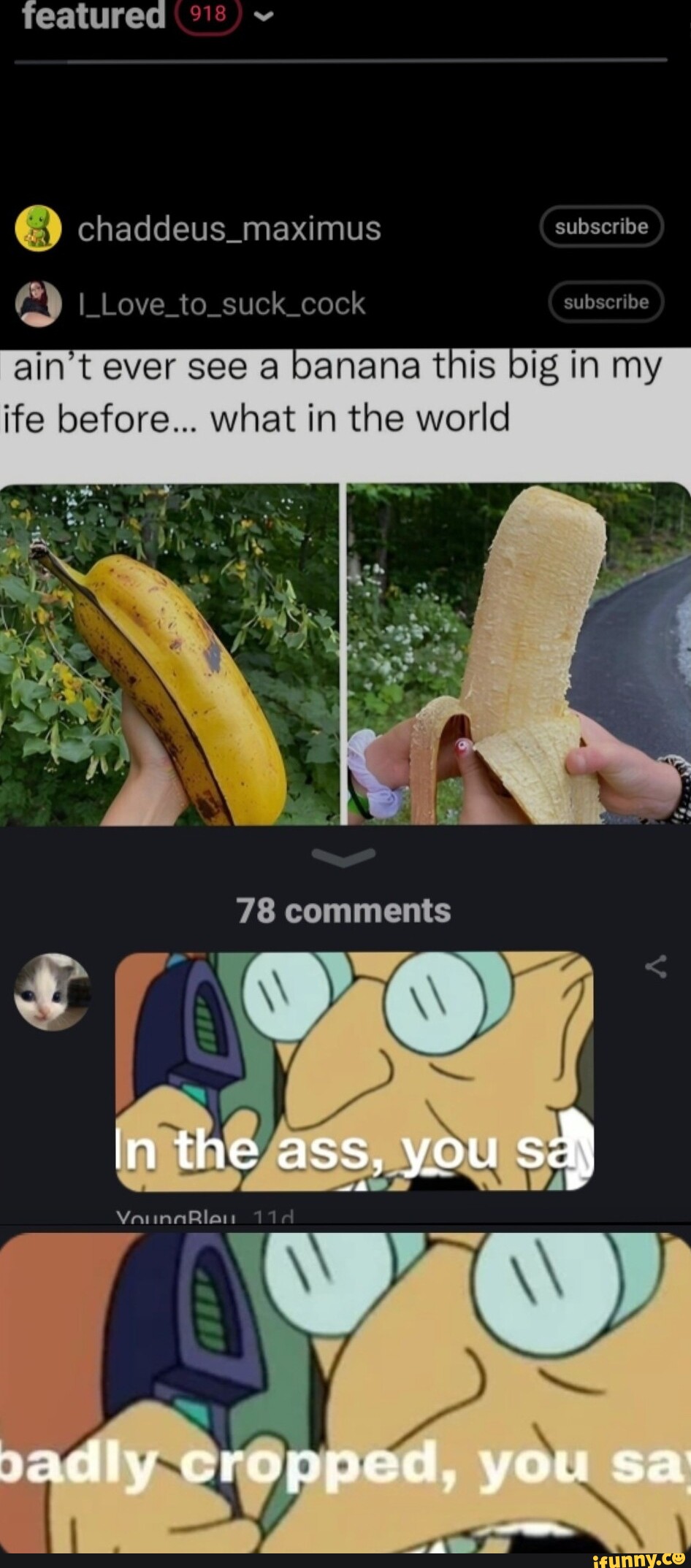 Featured 18 ~ chaddeus_maximus subscribe I_Love_to_suck_cock subscribe ain't ever see banana ...