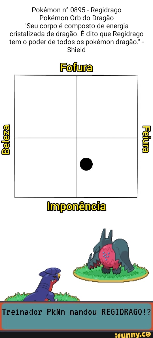 Pokémon nº 0895 - Regidrago Pokémon Orta do Dragão "Seu corpo é ...
