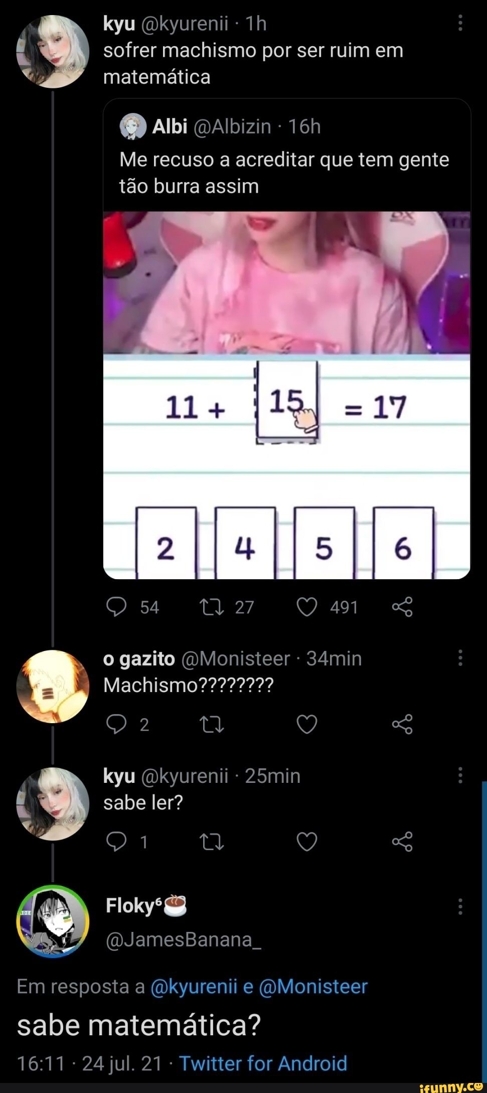 Kyu Kyurenii Sofrer Machismo Por Ser Ruim Em Matemática Abi Dalbizin