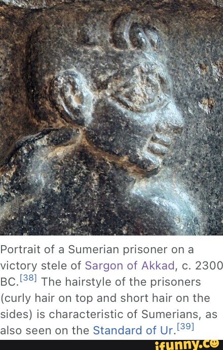 Portrait of a Sumerian prisoner on victory stele of Sargon of Akkad, c ...