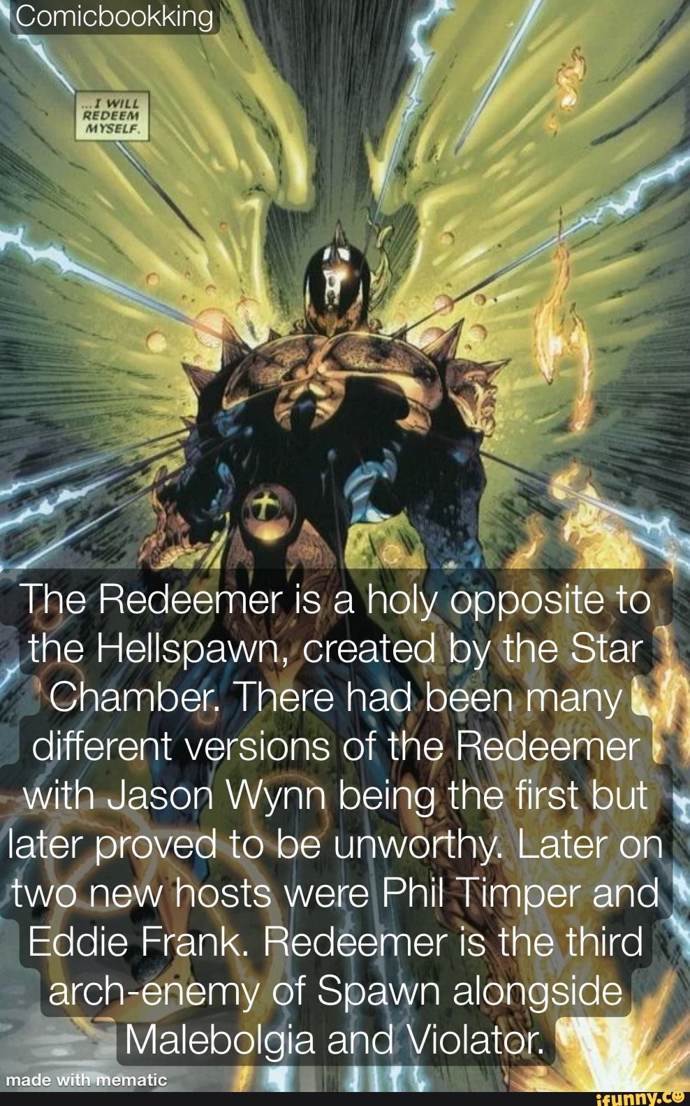 Comicbookking The Redeemer is a holy opposite to the Hellspawn, created ...