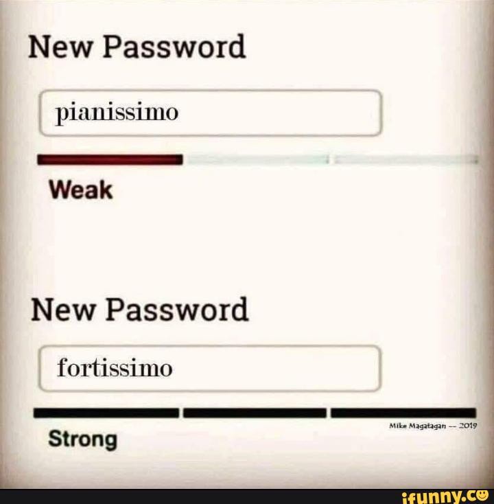 New Password pianissimo Weak New Password fortissimo Strong OT - iFunny ...
