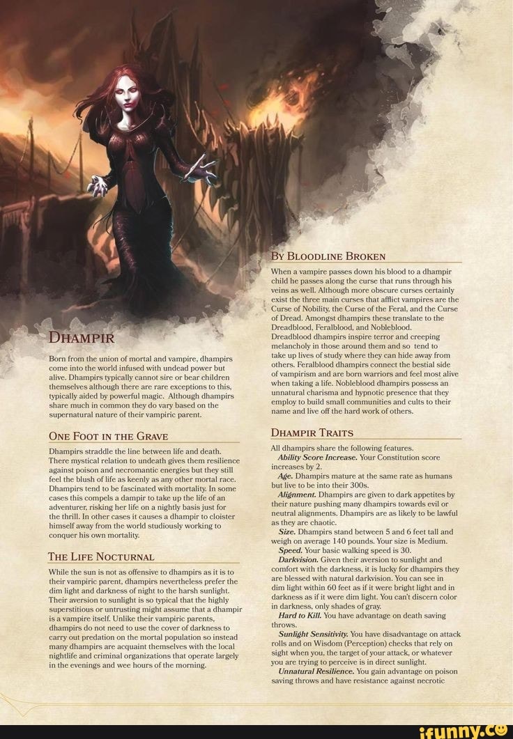 DHAMPIR Born from the union of mortal and vampire, dhampirs come alive ...