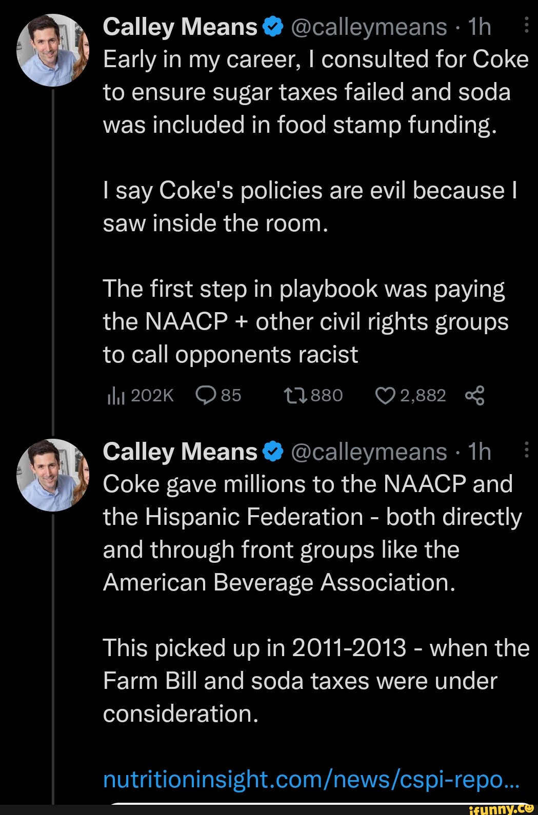 Calley Means @ @calleymeans th Early in my career, I consulted for Coke ...