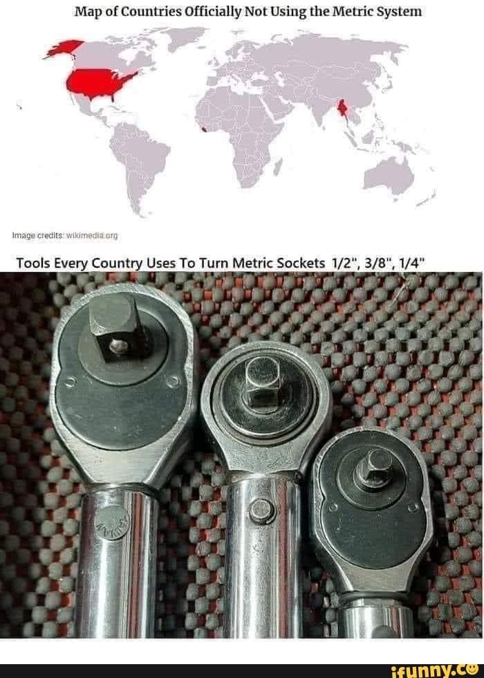 Map Of Countries Officially Not Using The Metric System Uses To Turn Metric Sockets Ifunny Brazil