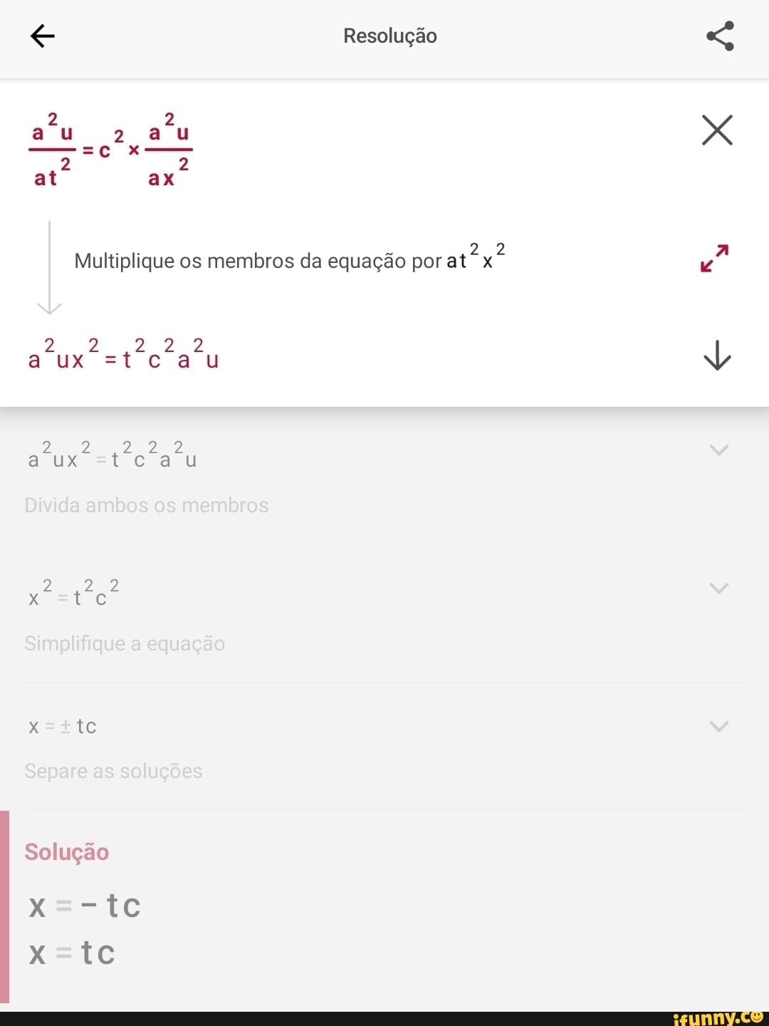 Resolução Multiplique os membros da equação por at? x? at 22,222 aux ...