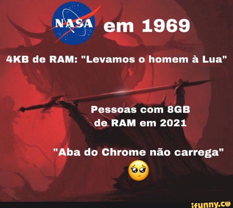 NASA em 1969 "KB de RAM: "Levamos o homem à Lua" Pessoas com de RAM em ...