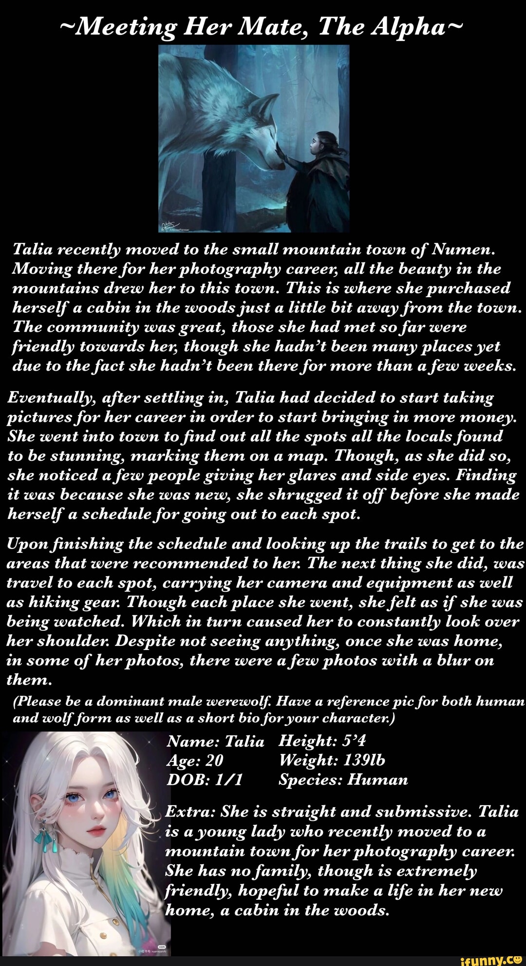 ~Meeting Her Mate, The Alpha~ Talia recently moved to the small ...
