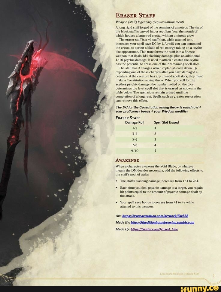 ERASER STAFF Weapon (staf) legendary requires attunement) 'Along rigid ...