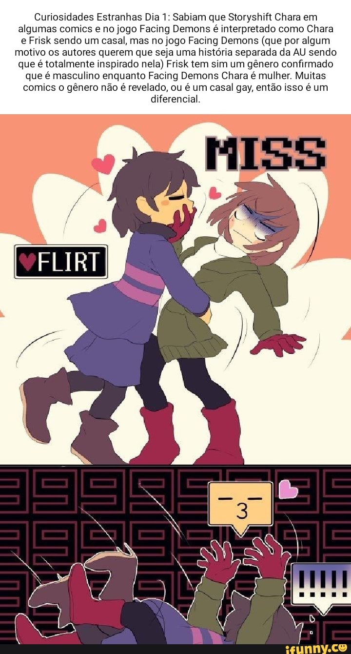 Curiosidades Estranhas Dia 1: Sabiam que Storyshift Chara em algumas comics e no jogo Facing ...
