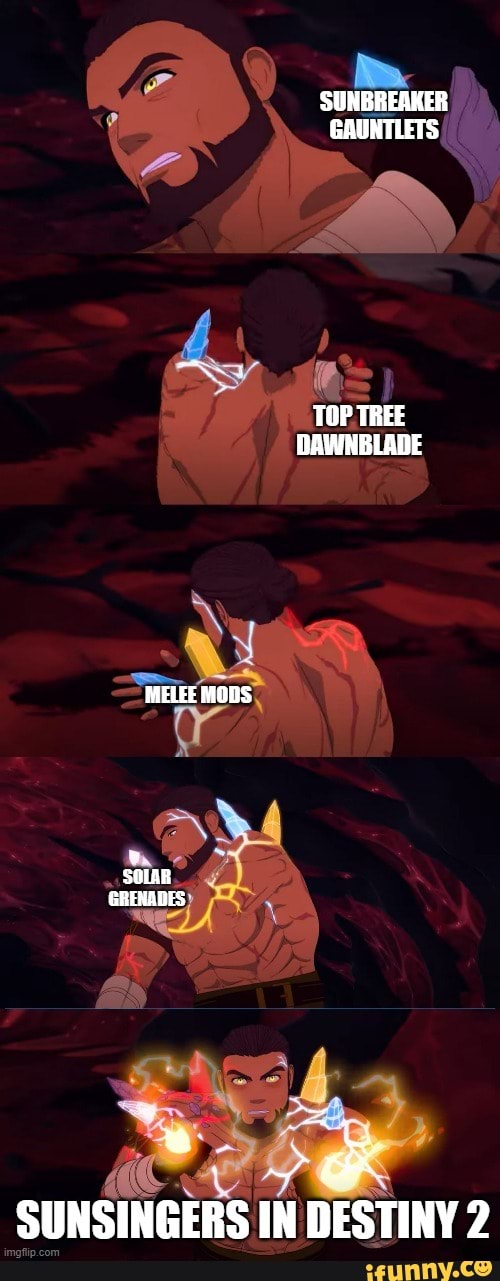 SUNBREAKER GAUNTLETS TOP TREE DAWNBLADE MELEE MODS SOLAR AREMADES ...