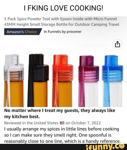 FKING LOVE COOKING! Pack Spice Powder Tool with Spoon Inside with Micro ...