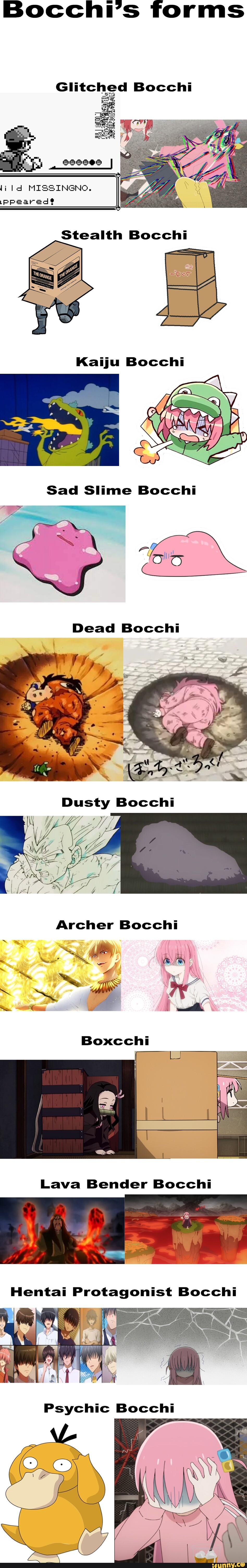 Bocchi's forms Glitched Bocchi ld MISSINGNO. Kaiju Bocchi Sad Slime ...