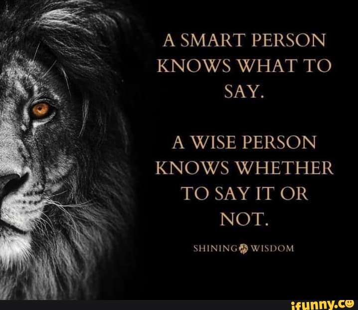 A SMART PERSON KNOWS WHAT TO SAY. A WISE PERSON KNOWS WHETHER TO SAY IT ...