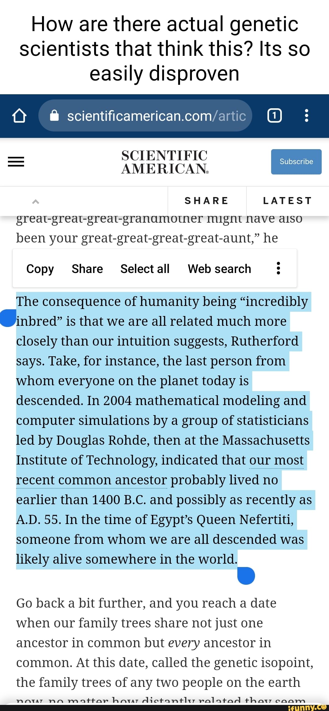 How are there actual genetic scientists that think this? Its so easily ...