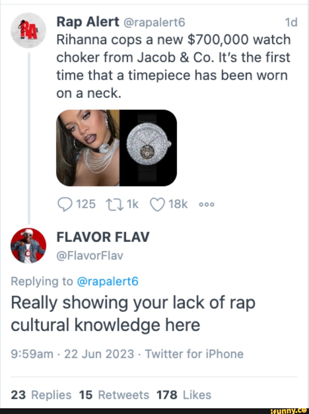 Fa Rap Alert @rapalert6 Rihanna cops a new $700,000 watch choker from ...