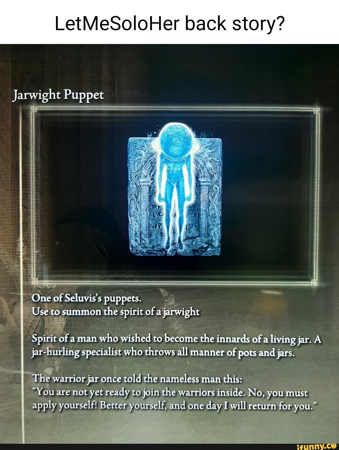 LetMeSoloHer back story? Jarwight One of Seluvis's puppets. Use to ...