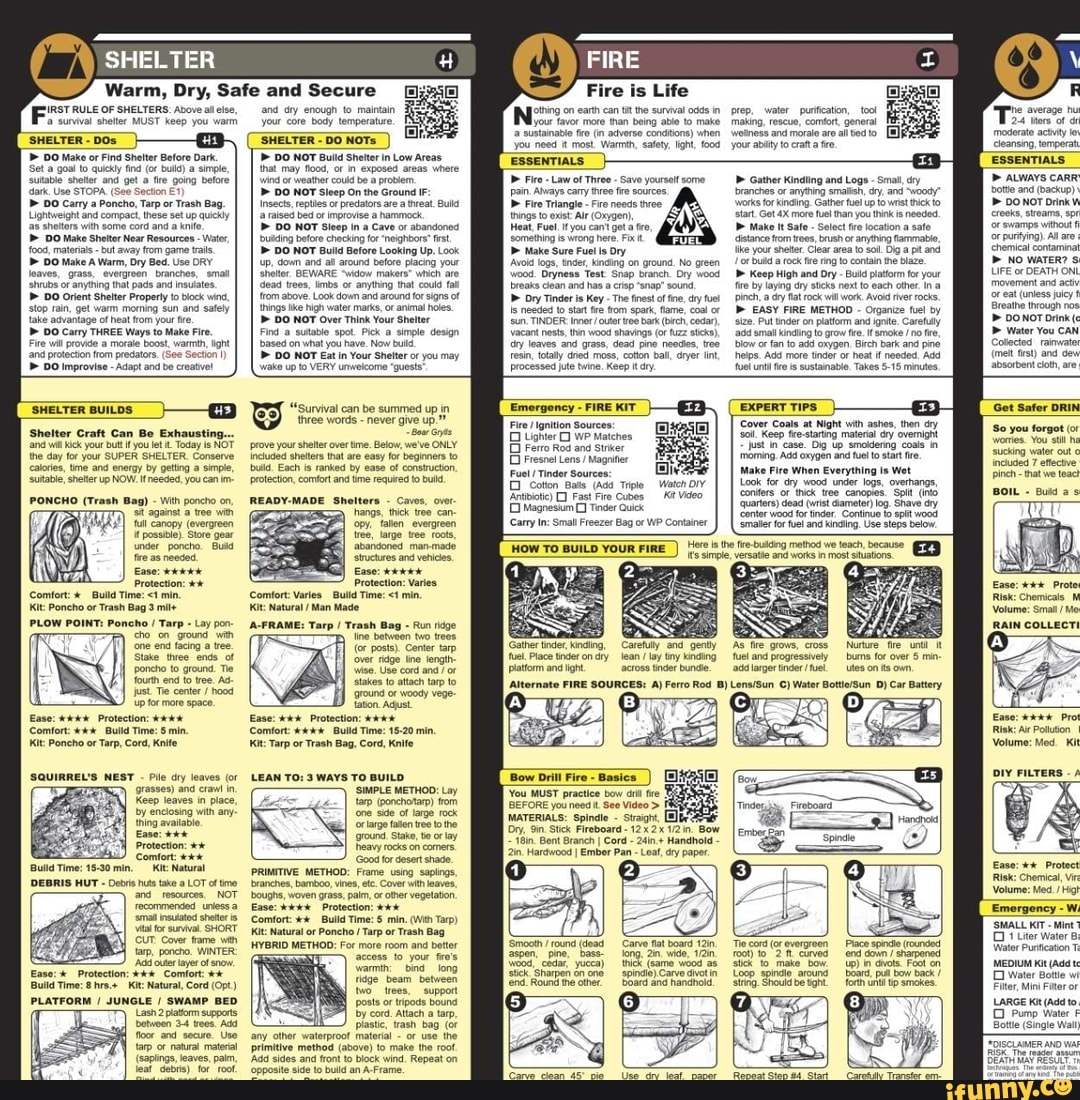 SHELTER RST RULE OF SHELTERS: Above al else, survival shelter MUST keep ...