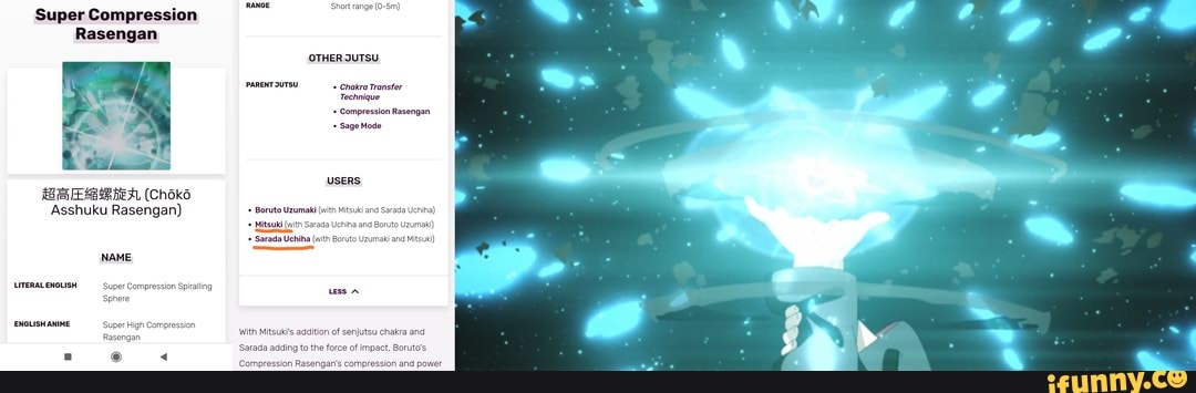 RANGE Short range (0-5m) Super Compression Rasengan OTHER JUTSU PARENT ...
