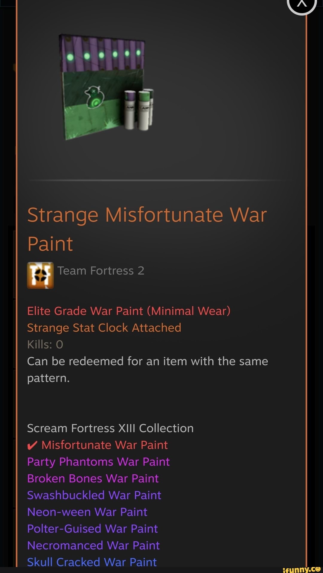 Strange Misfortunate War Paint Team Fortress 2 Elite Grade War Paint ...