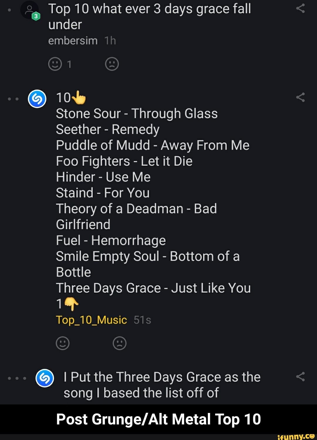 Top 10 what ever 3 days grace fall under embersim Stone Sour Through ...