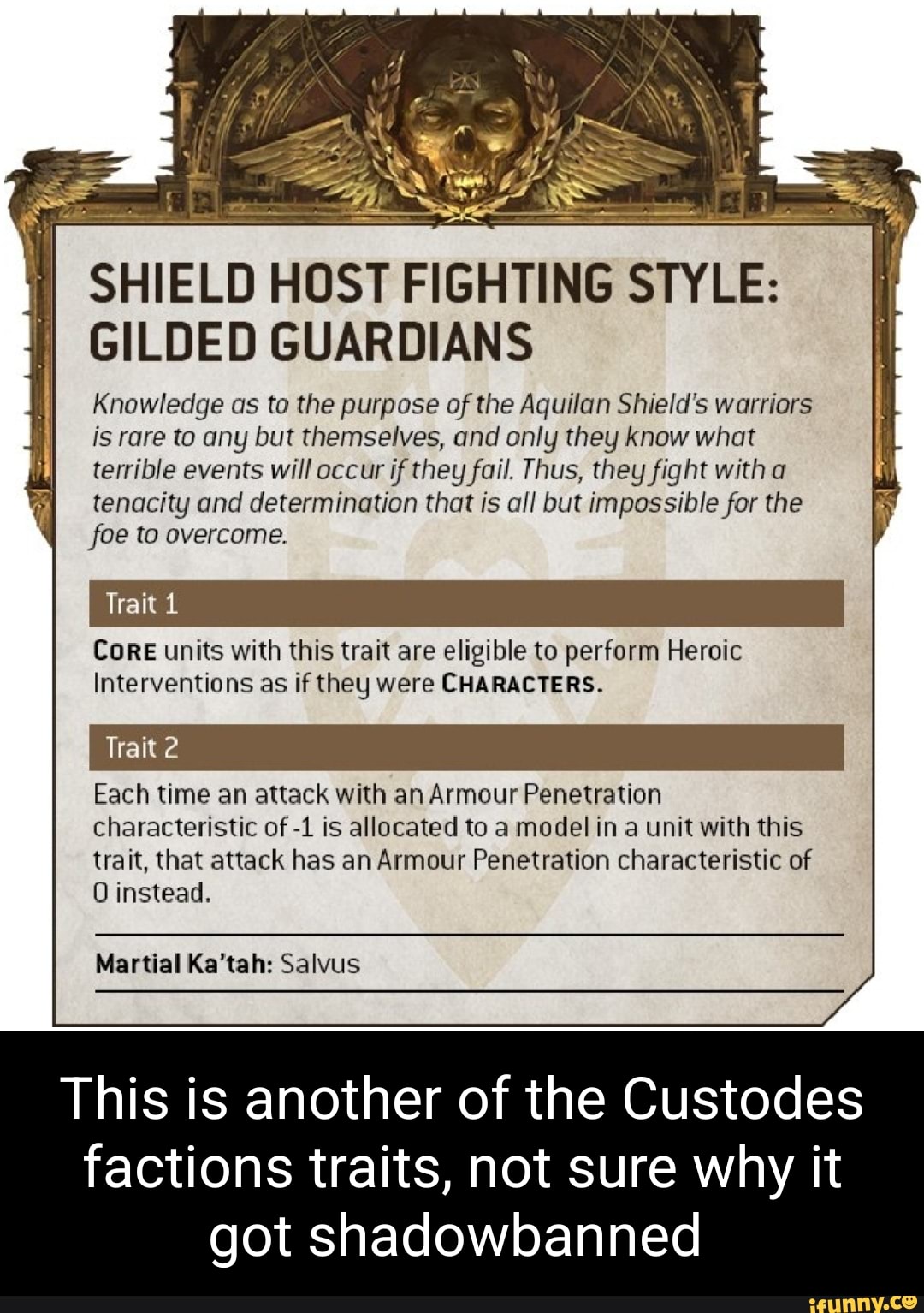 SS SHIELD HOST FIGHTING STYLE: GILDED GUARDIANS Knowledge as to the ...
