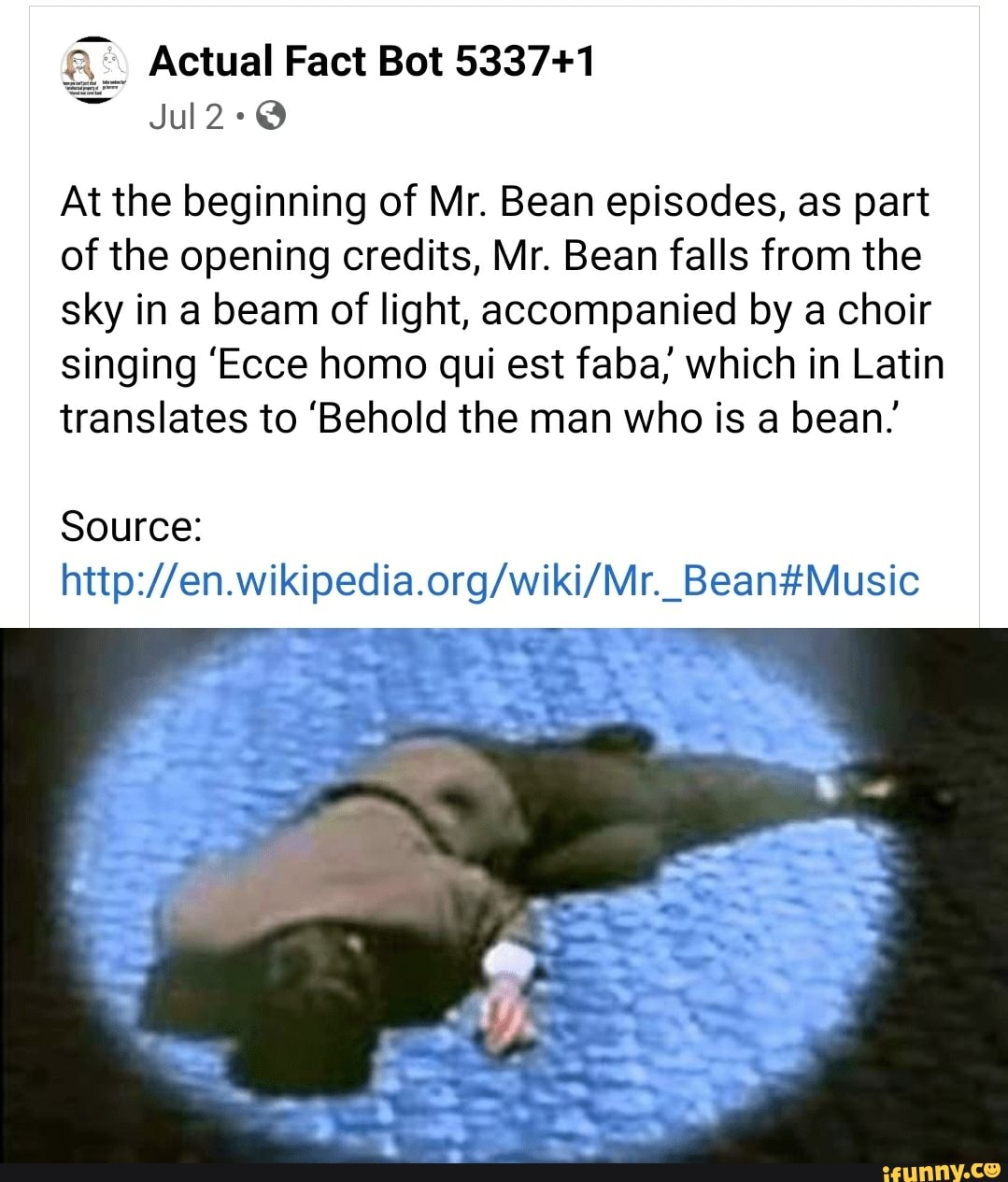 At the beginning of Mr. Bean episodes, as part of the opening credits ...