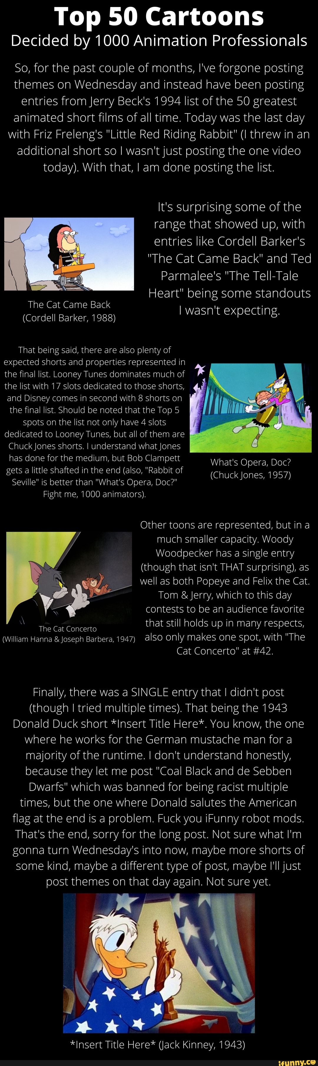 Top 50 Cartoons Decided by 1000 Animation Professionals So, for the ...