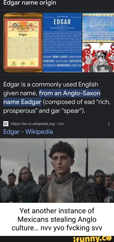 Name origin Edgar is a commonly used English given name, from an Anglo ...