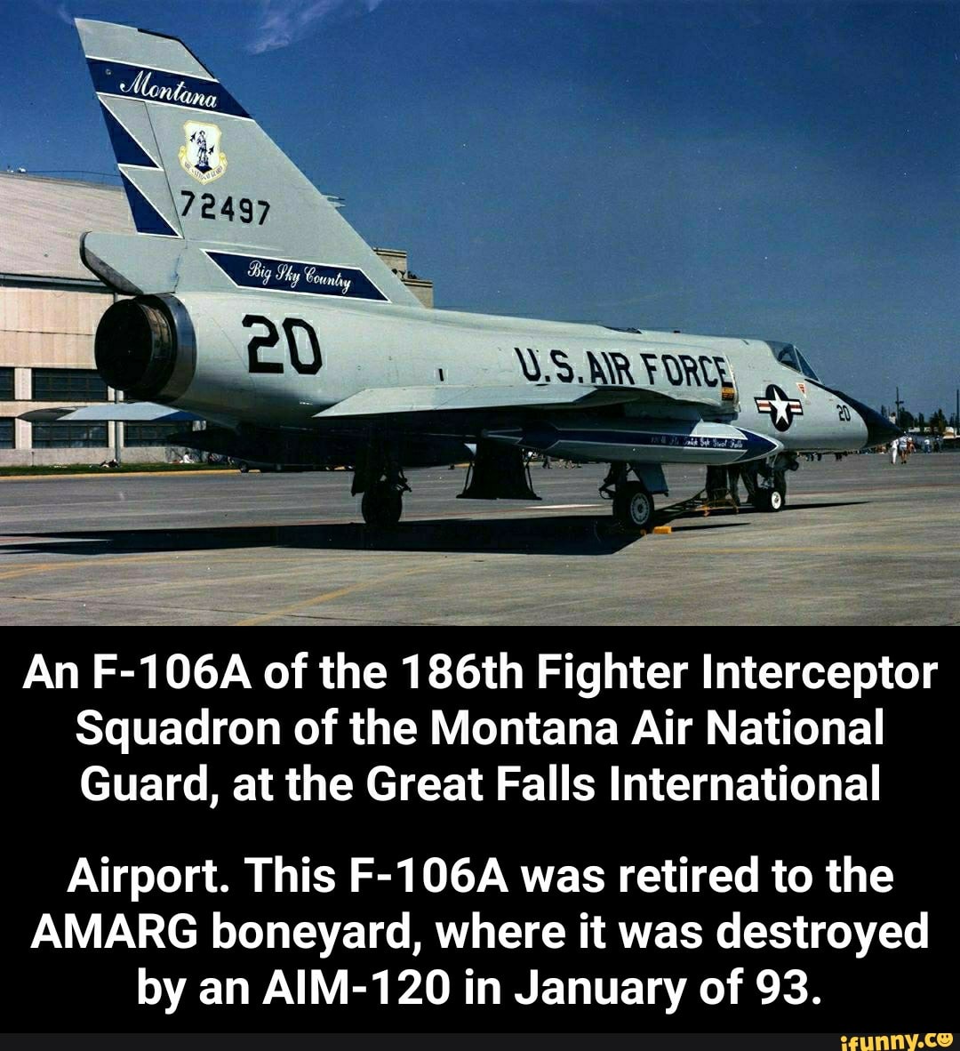 An F-106A of the 186th Fighter Interceptor Squadron of the Montana Air ...
