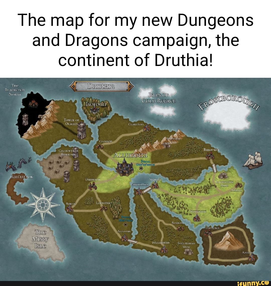 The map for my new Dungeons and Dragons campaign, the continent of ...