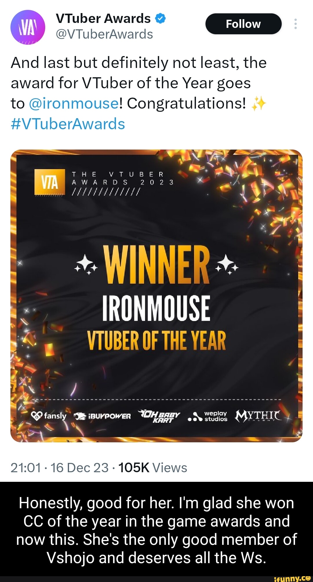 VTuber Awards @ @VTuberAwards Follow And last but definitely not least ...