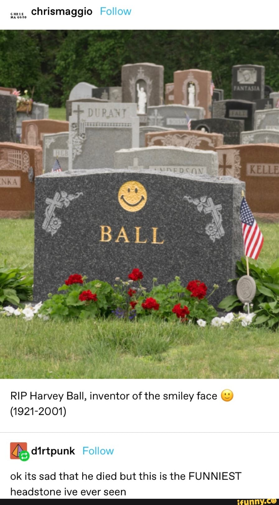 Chrismaggio Follow DURANT RIP Harvey Ball, inventor of the smiley face ...