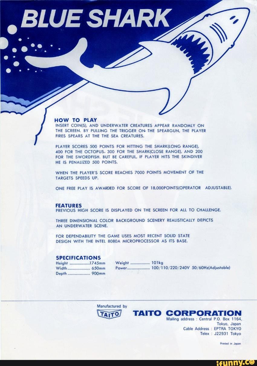 Blue Shark - Arcade - videogames advert in the late '70s (Midway ...