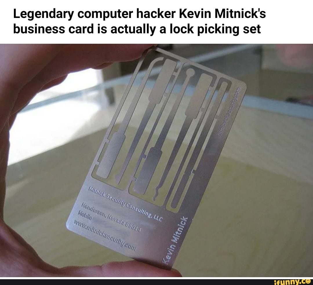 Legendary computer hacker Kevin Mitnick's business card is actually a ...