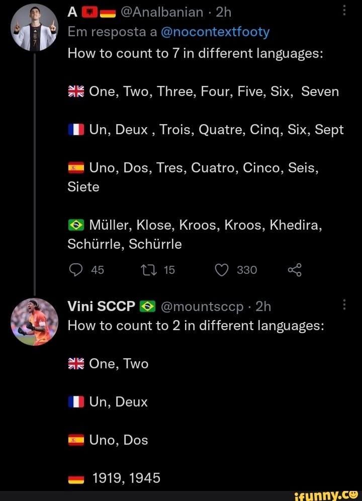 @Analbanian Em resposta a @nocontextfooty How to count to 7 in ...