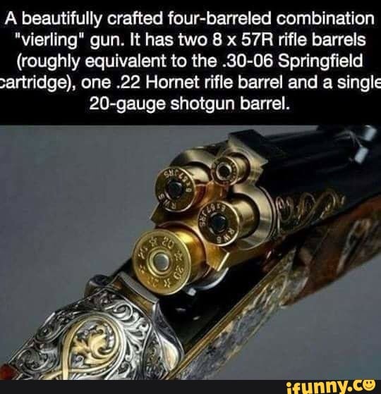 A beautifully crafted four-barreled combination "vierling" gun. It has ...