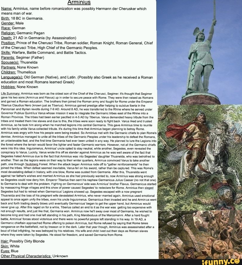 Arminius 'Name; Arminius, name before romanization was possibly Hermann ...