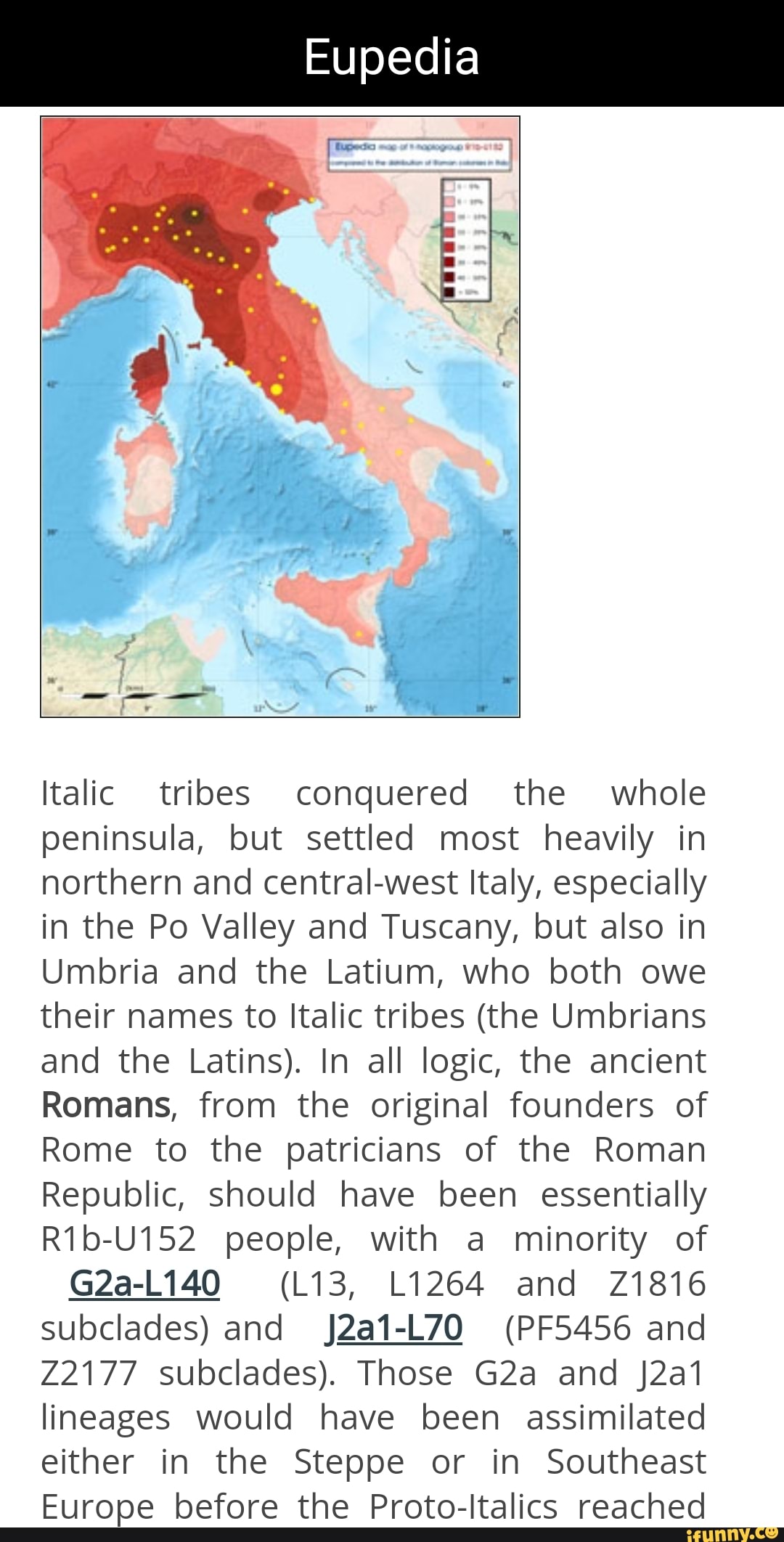 Italic tribes conquered the whole peninsula, but settled most heavily ...