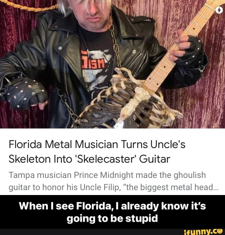 Florida Metal Musician Turns Uncle's Skeleton Into 'Skelecaster' Guitar ...